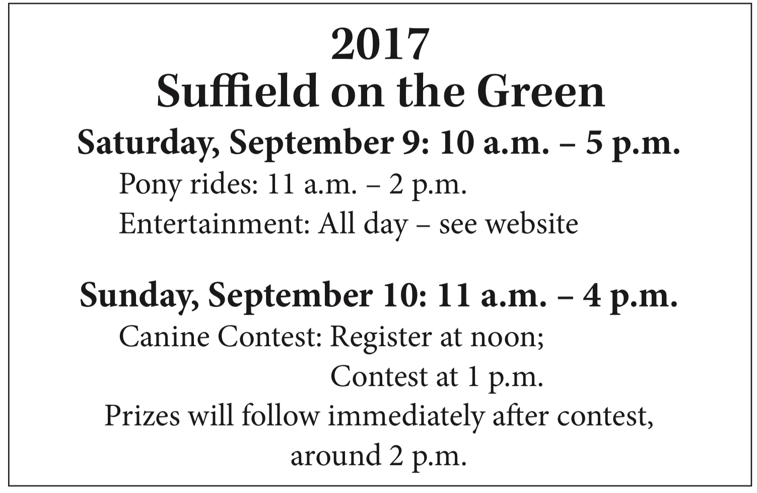 Suffield on the Green and Craft Fair - The Suffield Observer