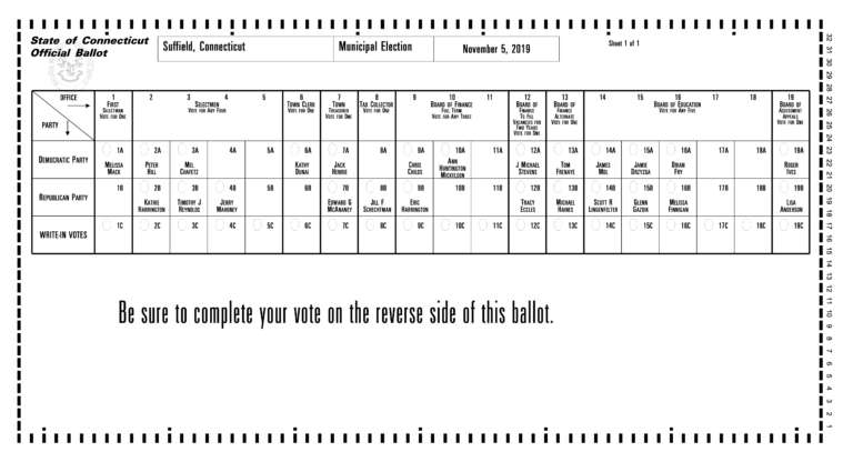 State of Connecticut Official Ballot | The Suffield Observer